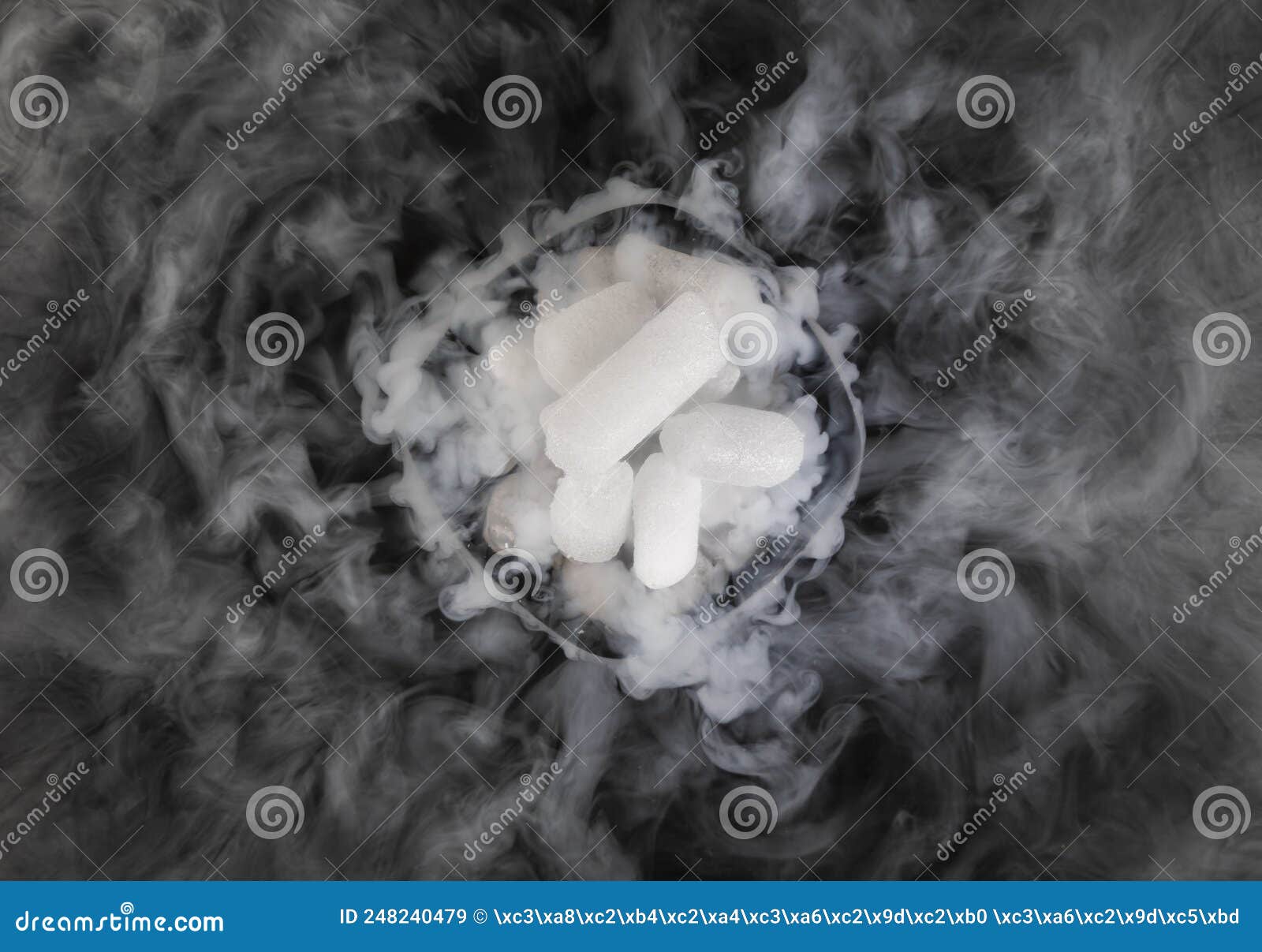 Dry Ice on a Black Background Stock Image - Image of lighting, frost ...