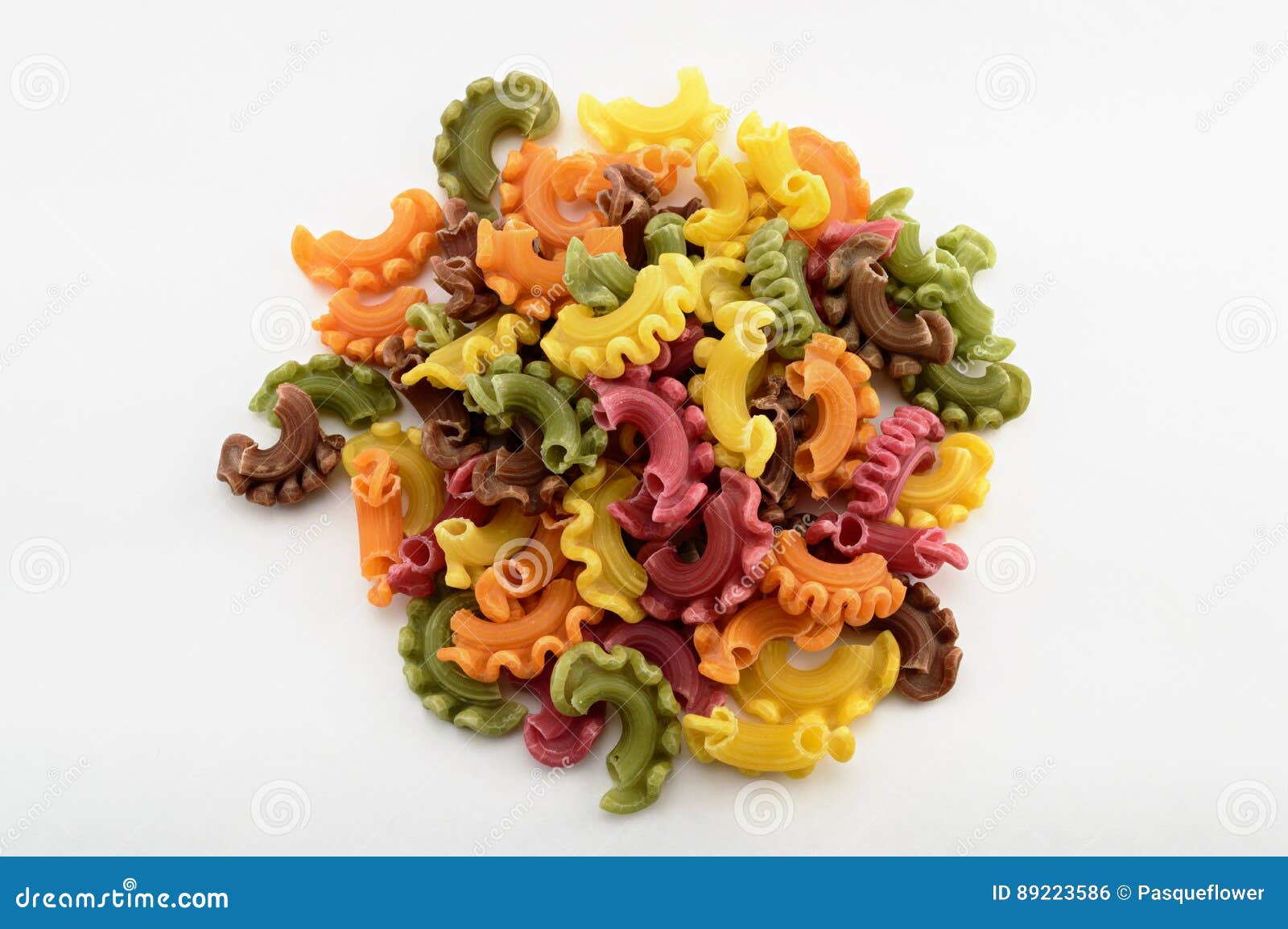 Dry Italian Pasta in Five Colours on White Stock Photo - Image of shape ...