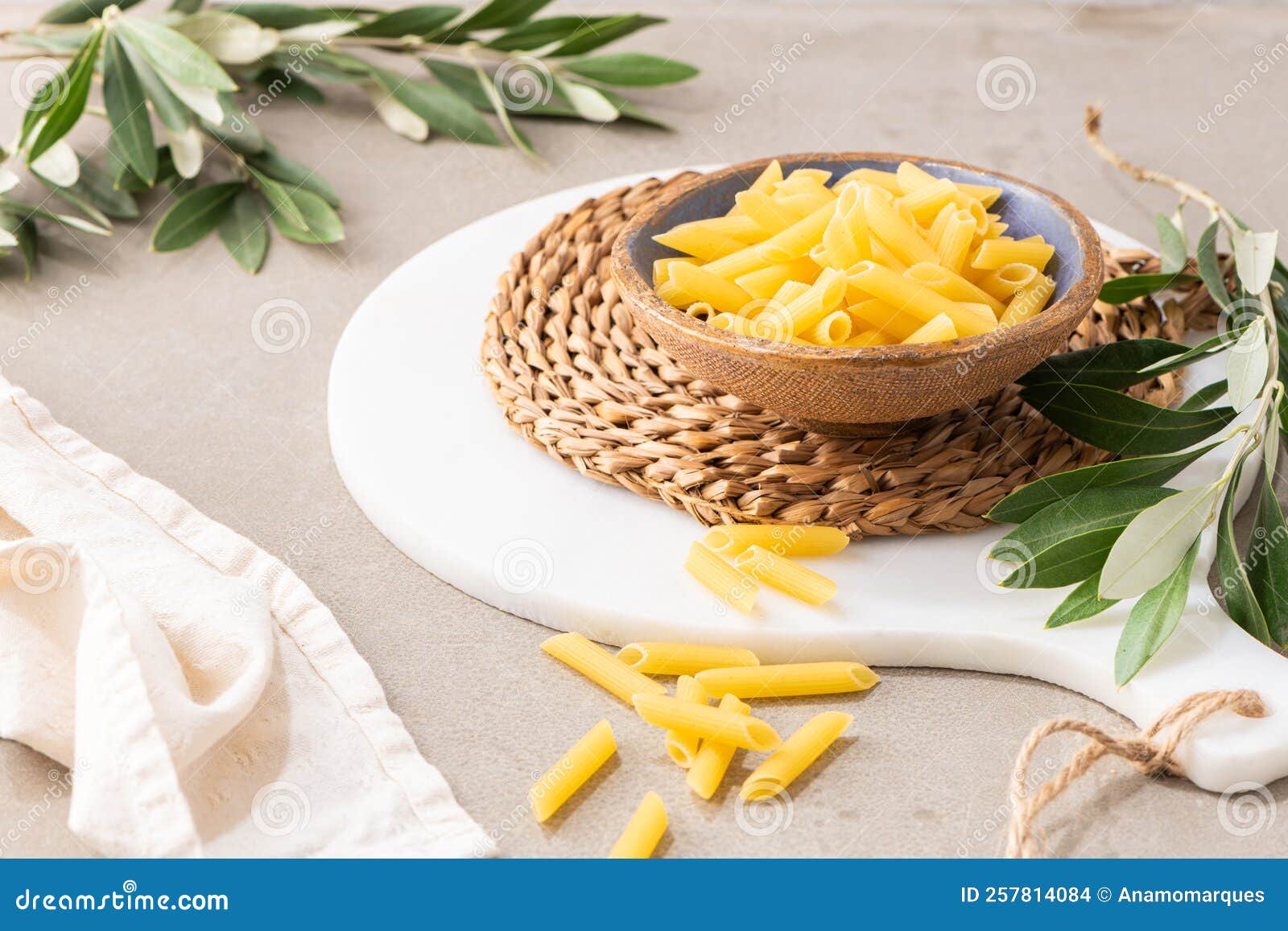 Dry Italian Penne Pasta on Kitchen Countertop Stock Photo - Image of ...