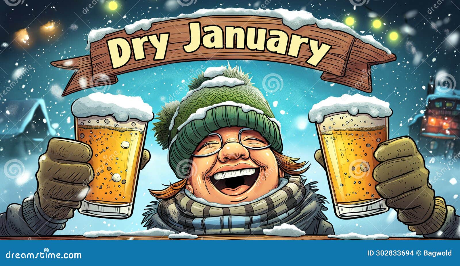 Dry January Cartoon sign stock illustration. Illustration of symptoms ...
