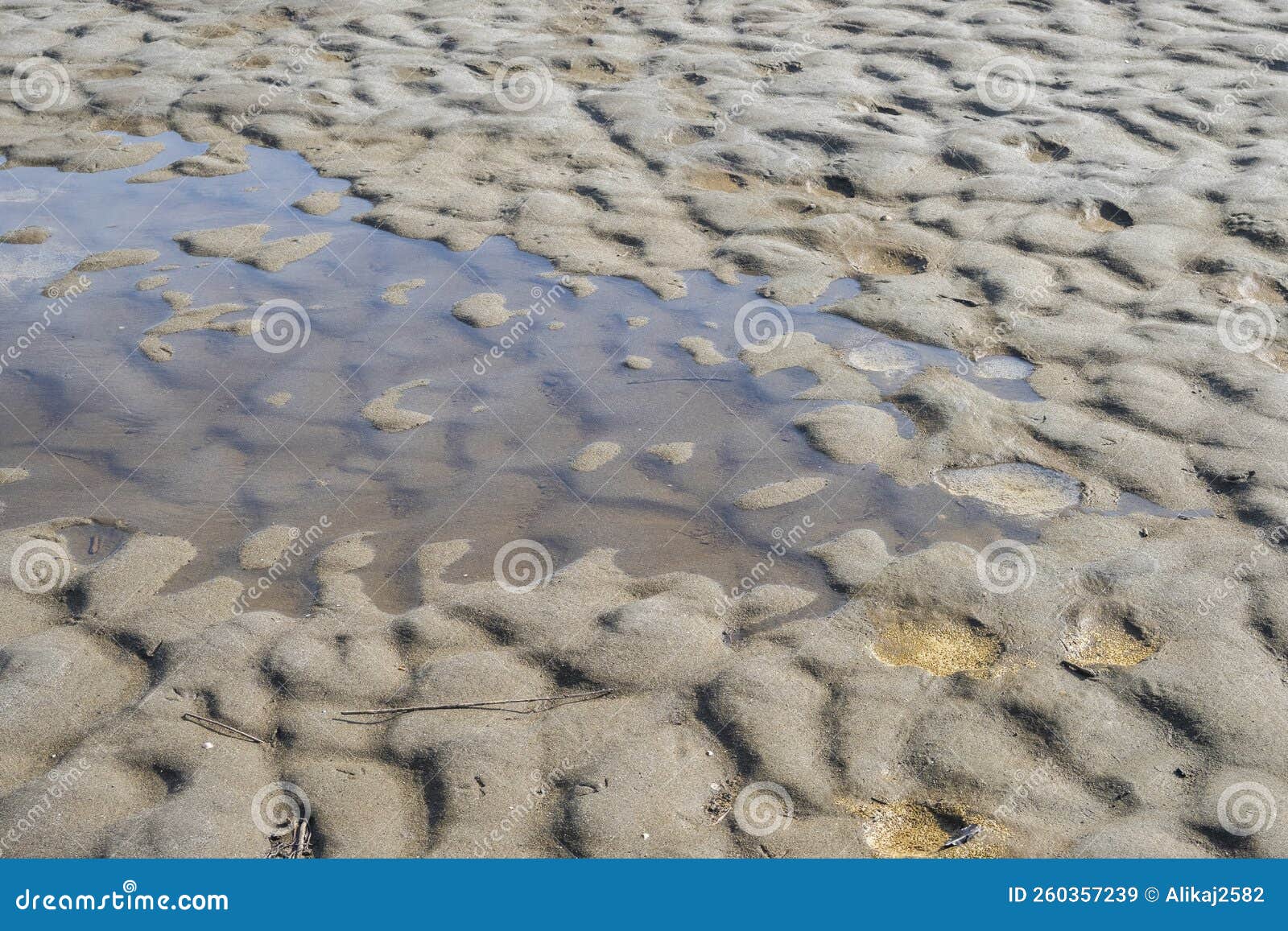 Dry Lagoon with Wavy Sand, Granular Forms and a Bit of Sea Water Stock ...