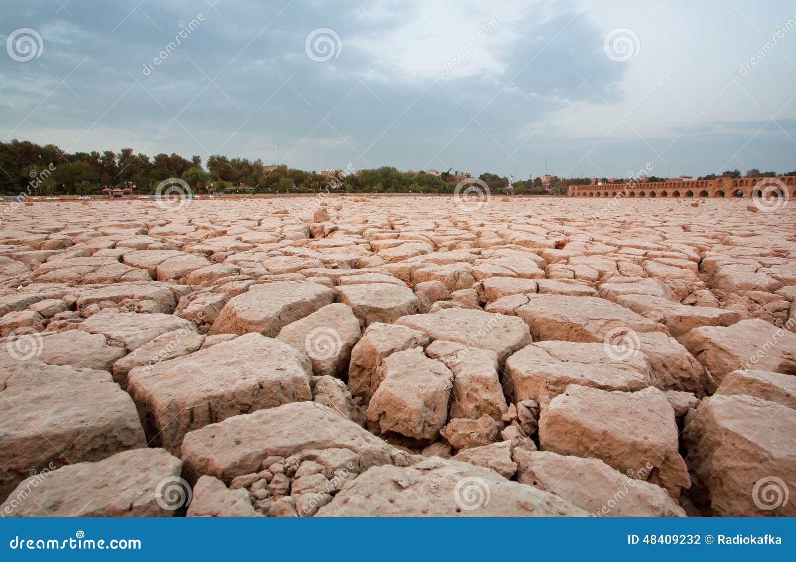 Dry Land on the Place of Dried River Stock Photo - Image of clouds ...