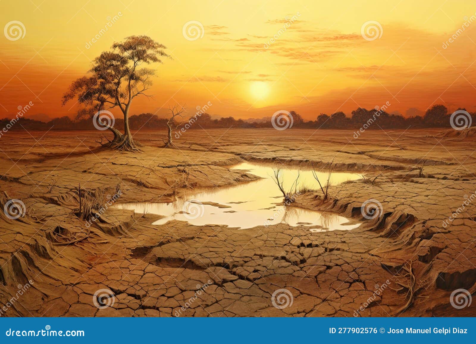 Dry Land at Sunset, Representing Drought and Lack of Water, Climate ...