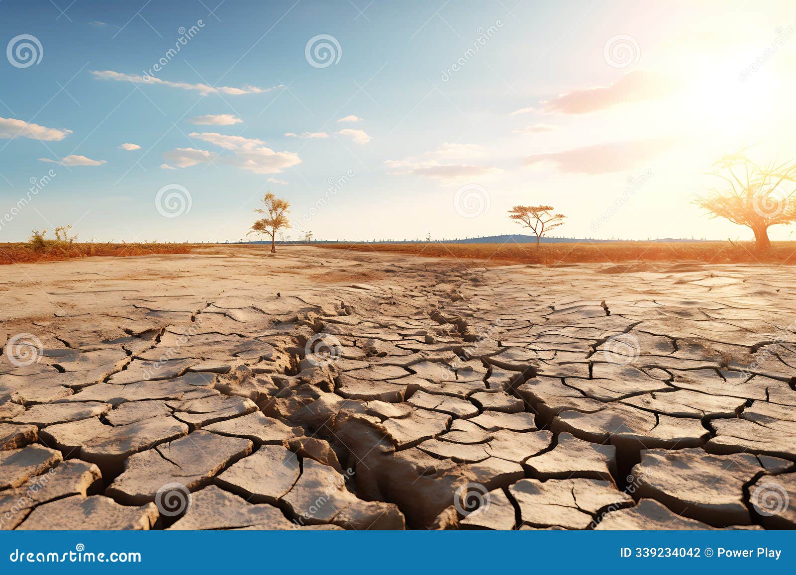 Dry Land with Dry Tree at Sunset. Global Warming Concept Stock ...