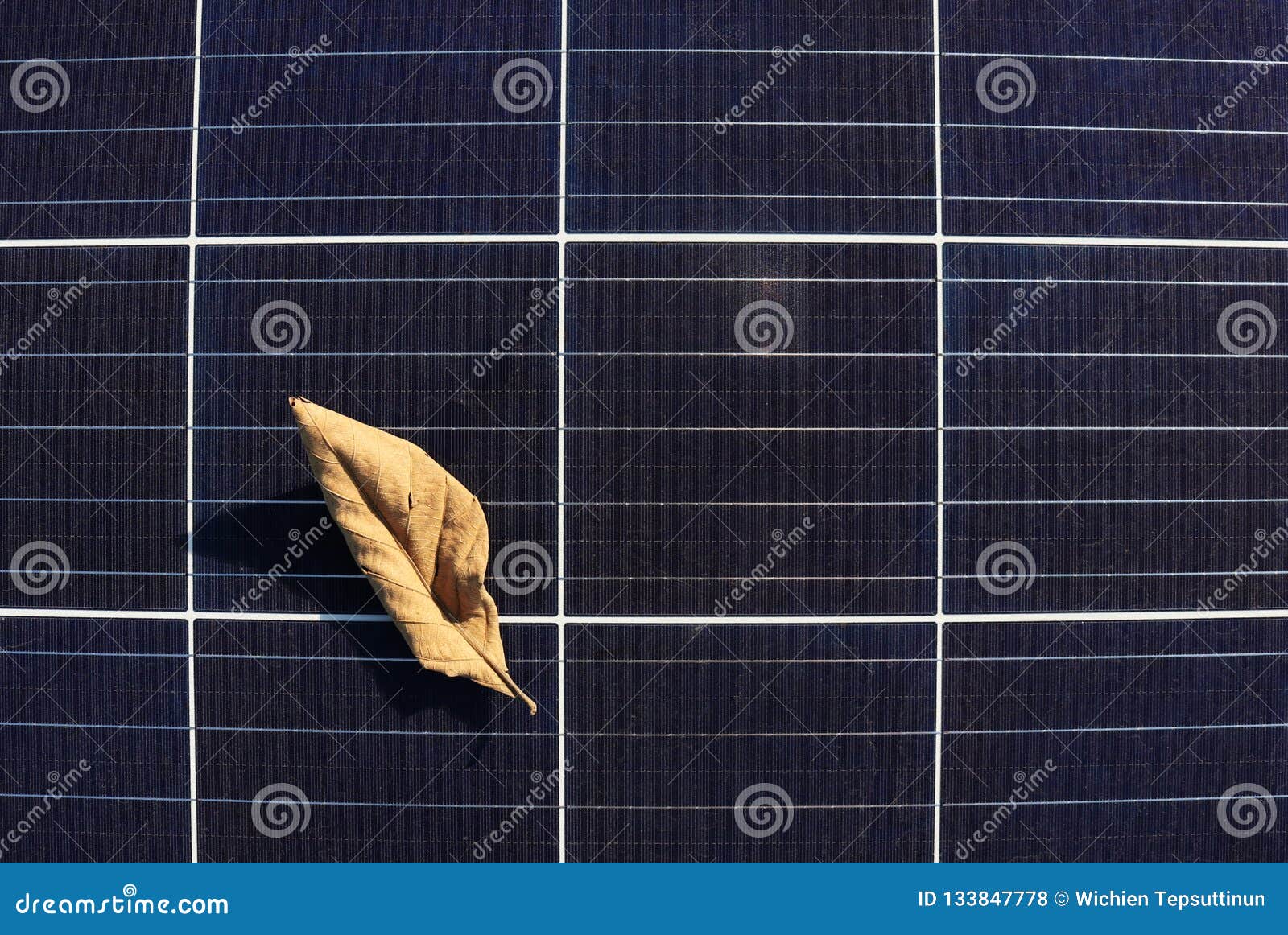 Dry Leaf on Solar Panel Surface Top View Stock Photo - Image of closeup ...