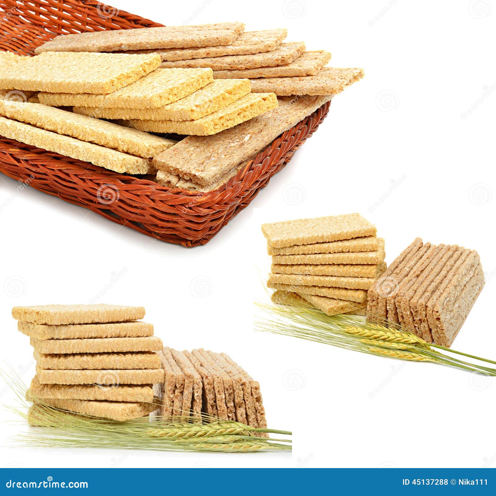 Dry Loaves and Ears of Wheat Stock Photo - Image of collage, group ...