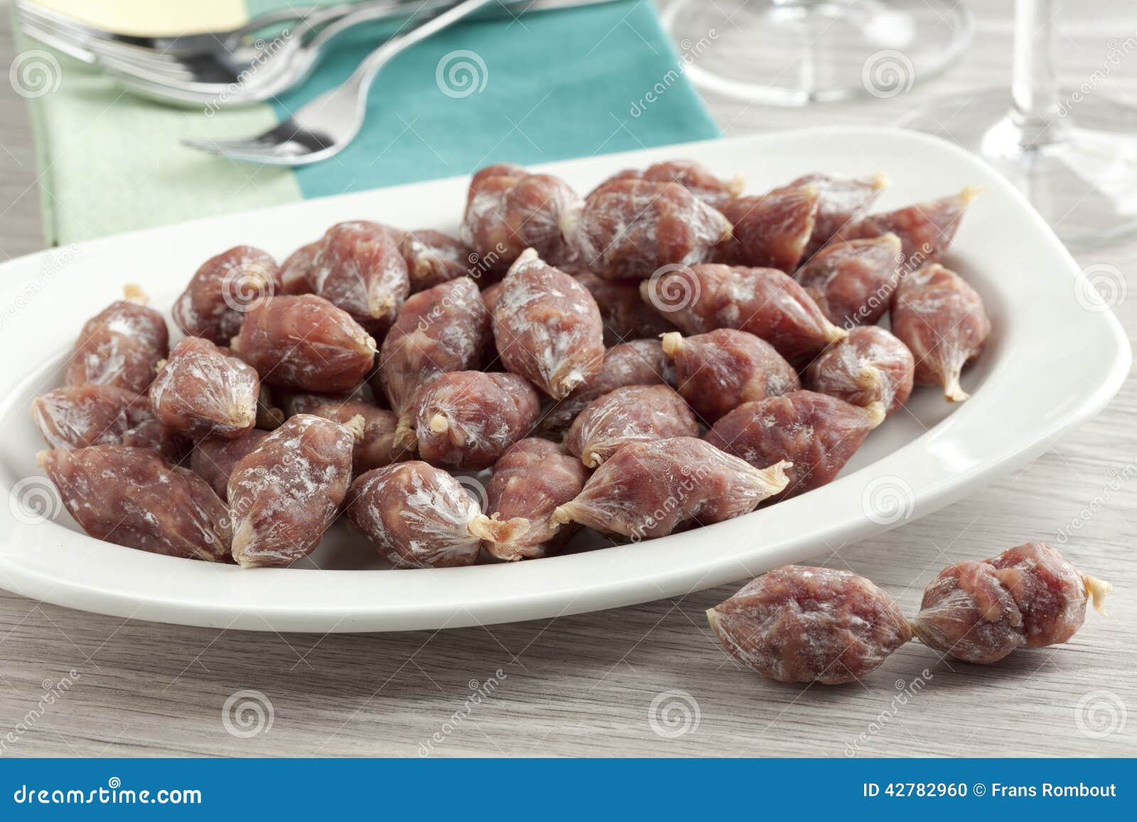 Dry mini saucissons stock photo. Image of tapas, gourmet - 42782960