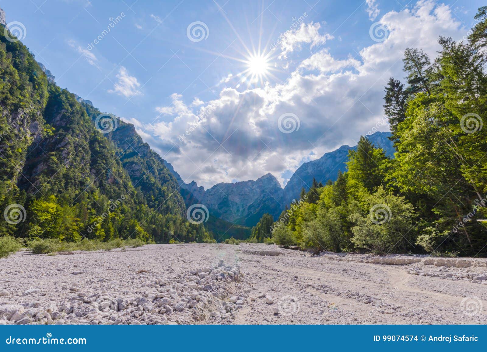 Dry mountain riverbed stock photo. Image of mountain - 99074574