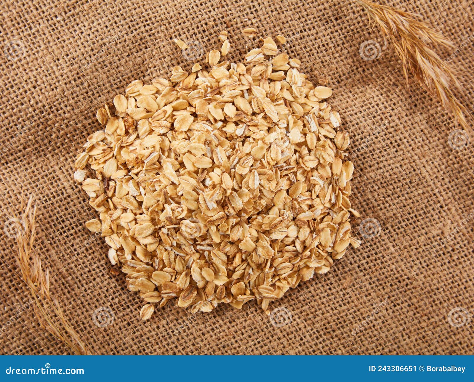 Dry Natural Oat Flakes for the Diet, Top View Stock Image - Image of ...