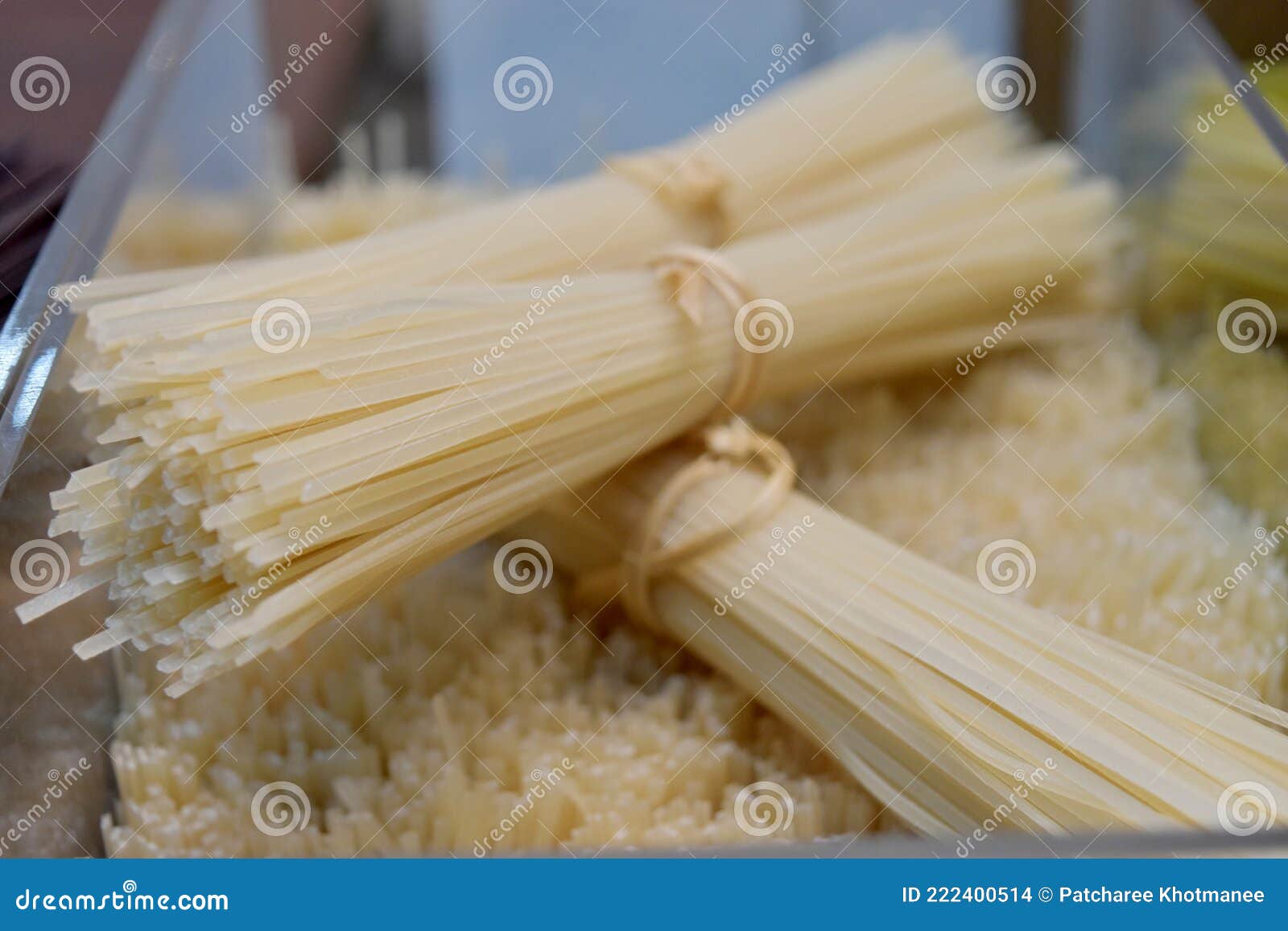 Dry Noodle Made from Rice in Square Plastic Stock Photo - Image of rice ...