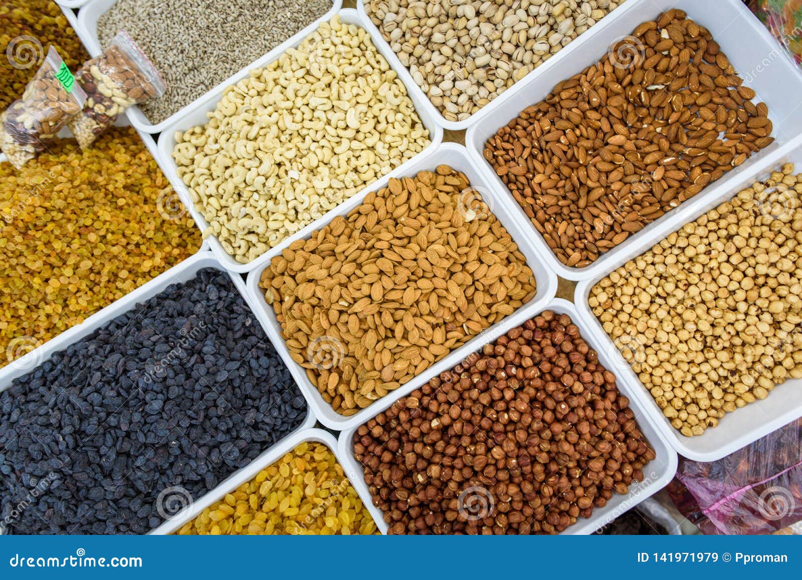 A Dry Nuts Mix in Store Showcase. Stock Image - Image of bazaar ...