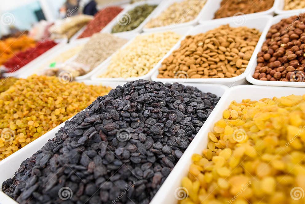A Dry Nuts Mix in Store Showcase. Stock Image - Image of nuts, business ...