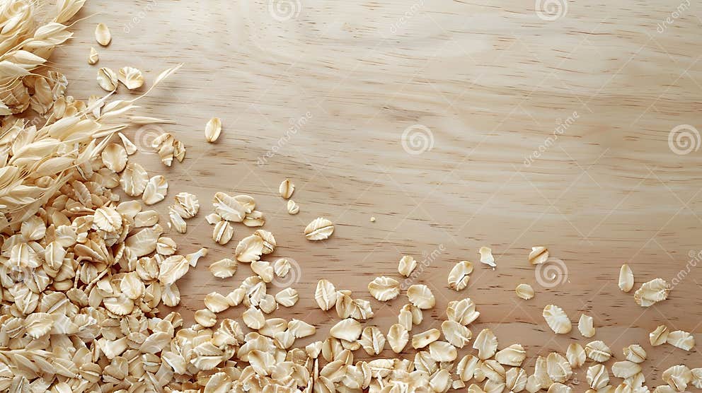 Dry Oats on a Solid Color Wood Table Background. this is AI Generative ...