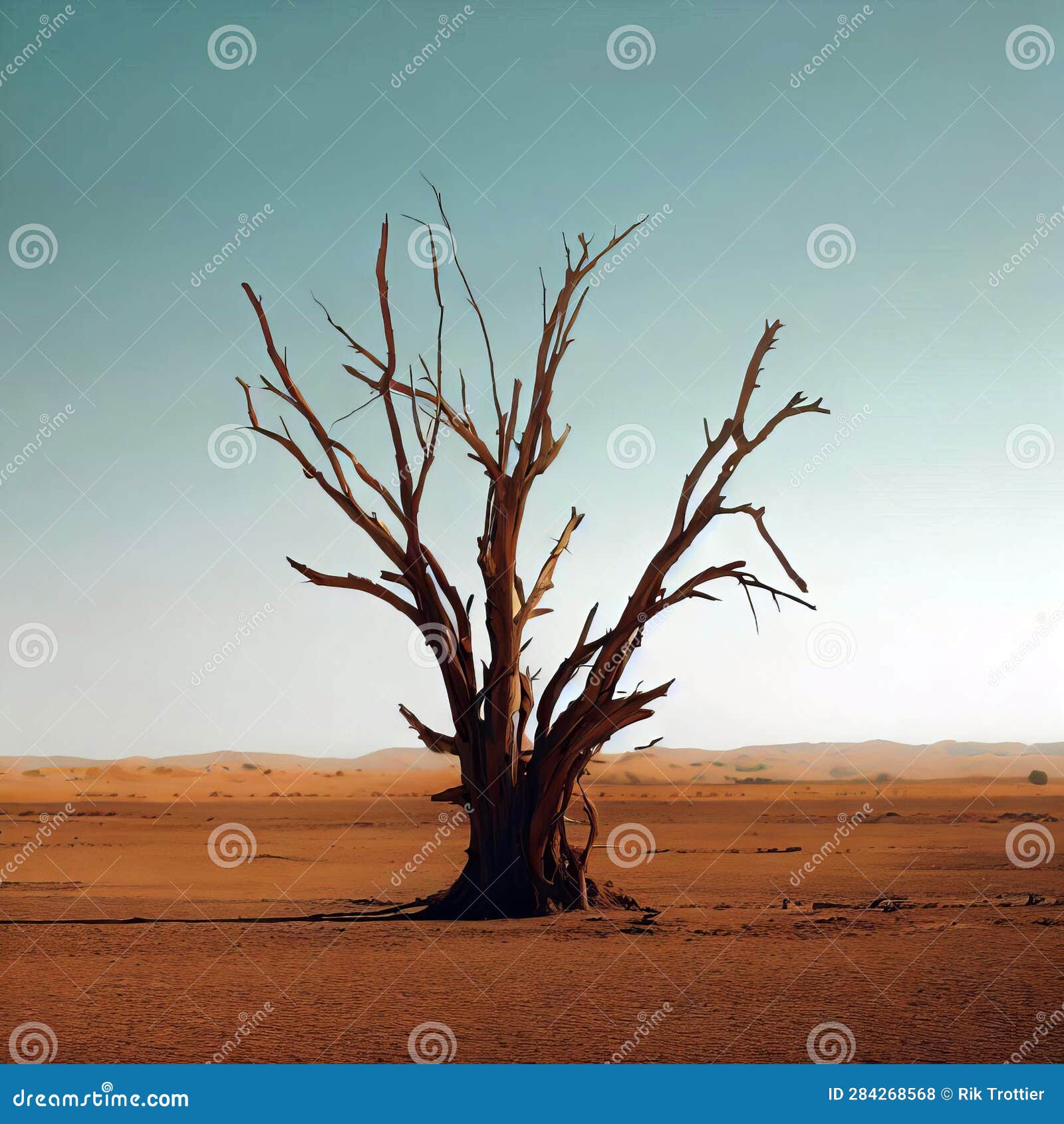Small dead tree in desert stock illustration. Illustration of branches ...
