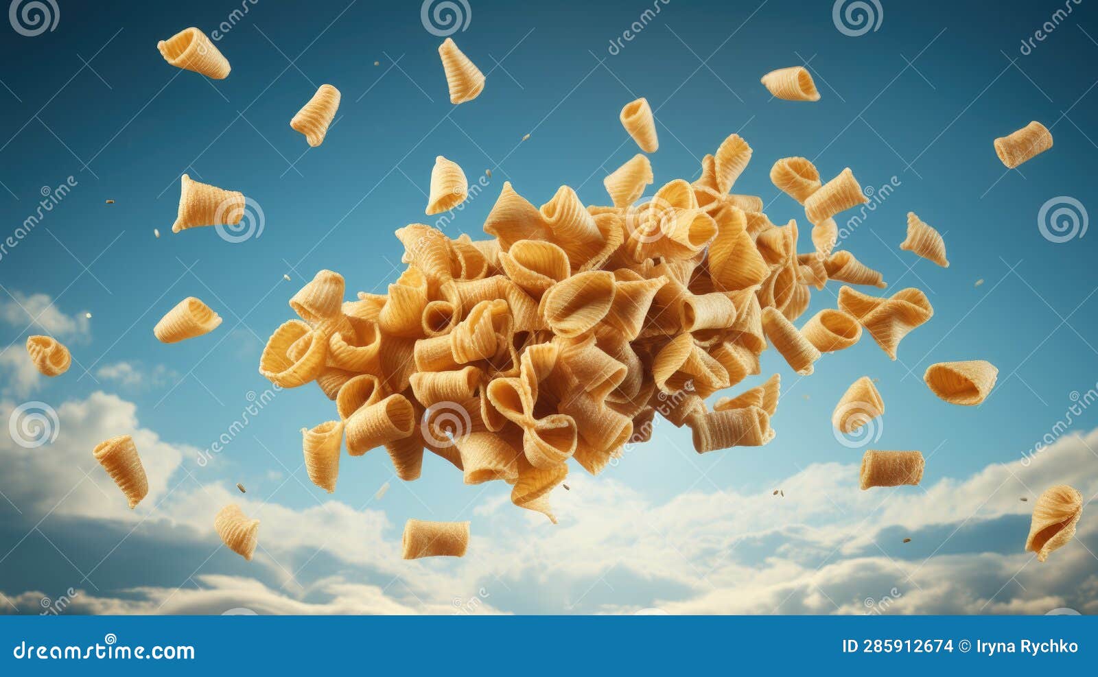 Dry Pasta Flying in the Air on Light Background, Stock Photo - Image of ...
