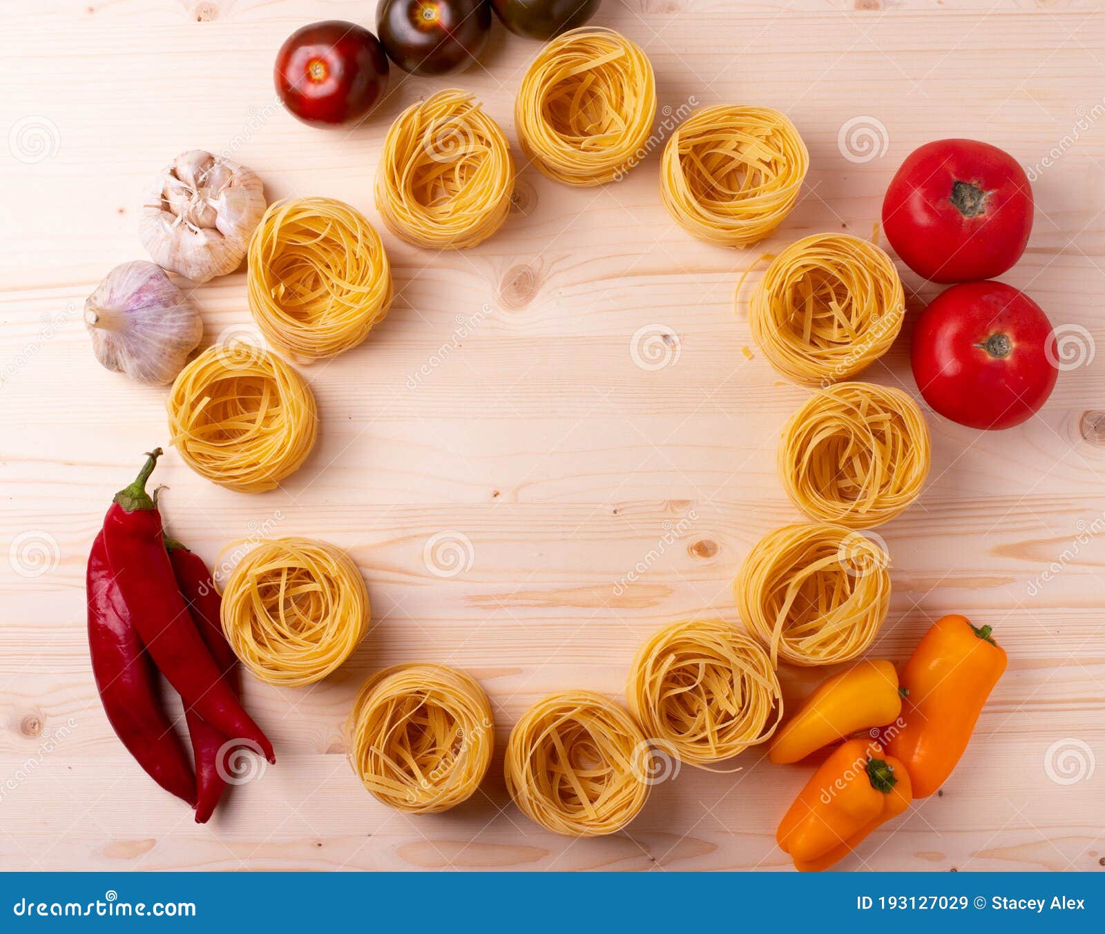 Dry Pasta Rolls and Ingredients for Making a Tomato Sauce Stock Image ...