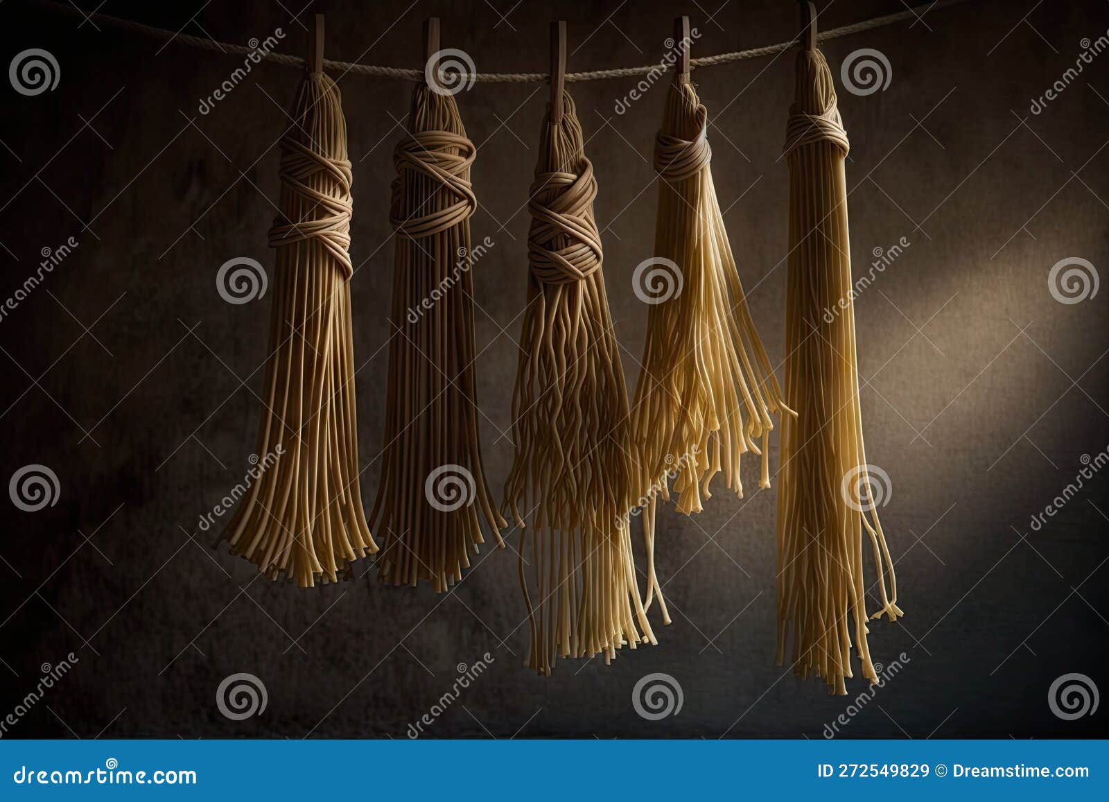 Dry Pastahanging from String, Ready To Be Cooked Stock Image - Image of ...