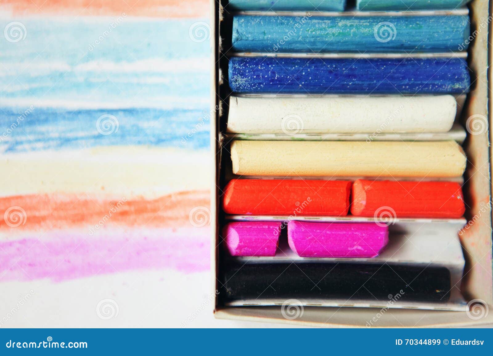 Dry pastels closeup. stock image. Image of draw, back - 70344899