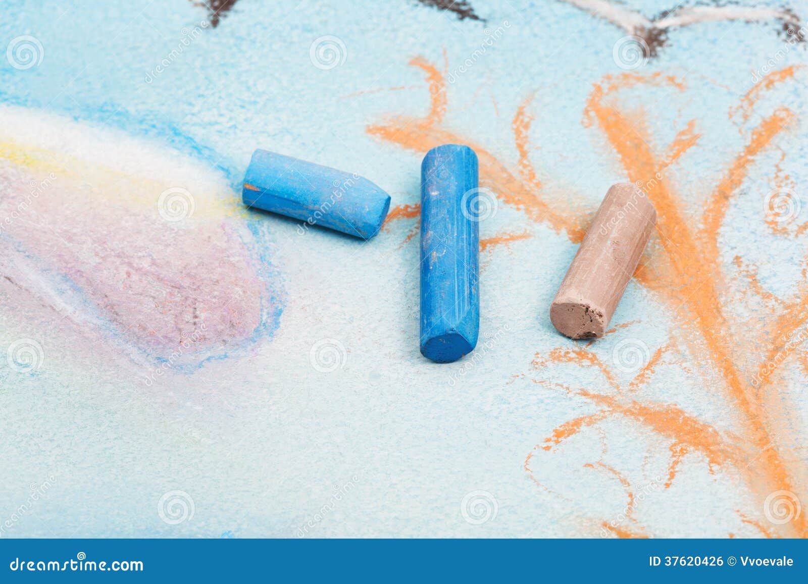 Dry Pastels on Drawing Picture of Autumn Stock Photo - Image of brown ...