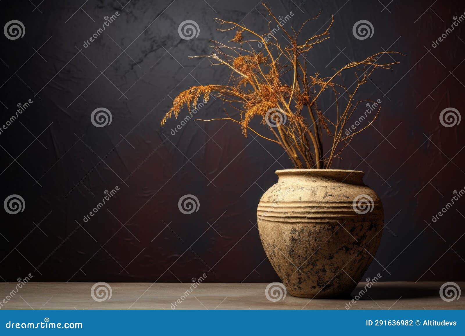 A dry plant in a pot stock photo. Image of minimalism - 291636982