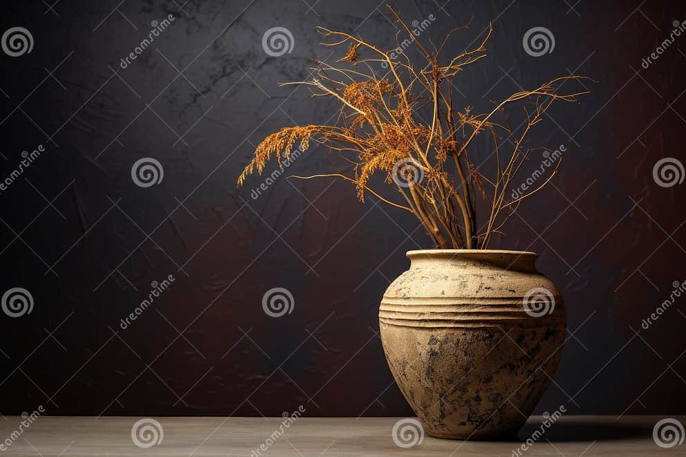 A dry plant in a pot stock photo. Image of minimalism - 291636982