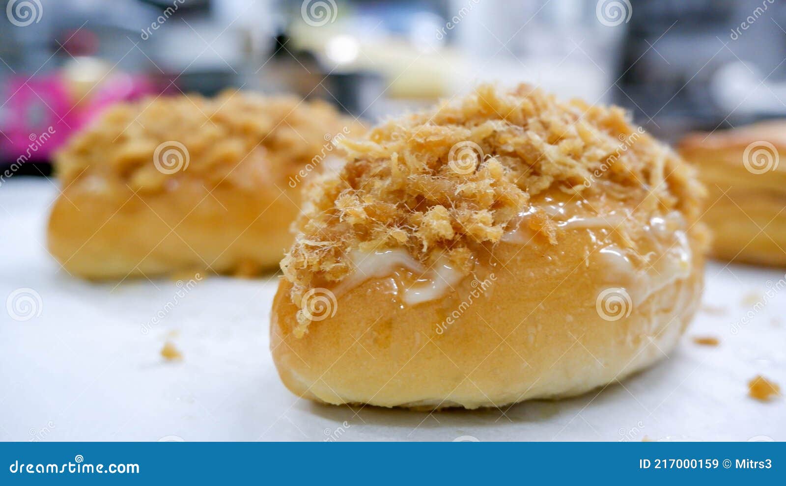 Dry pork bread on white stock image. Image of tasty - 217000159