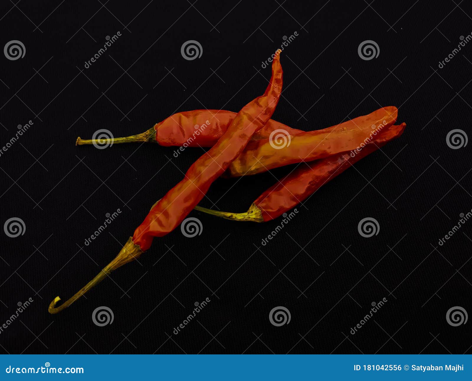 Dry Red Chilli with Black Background Stock Photo - Image of cured ...