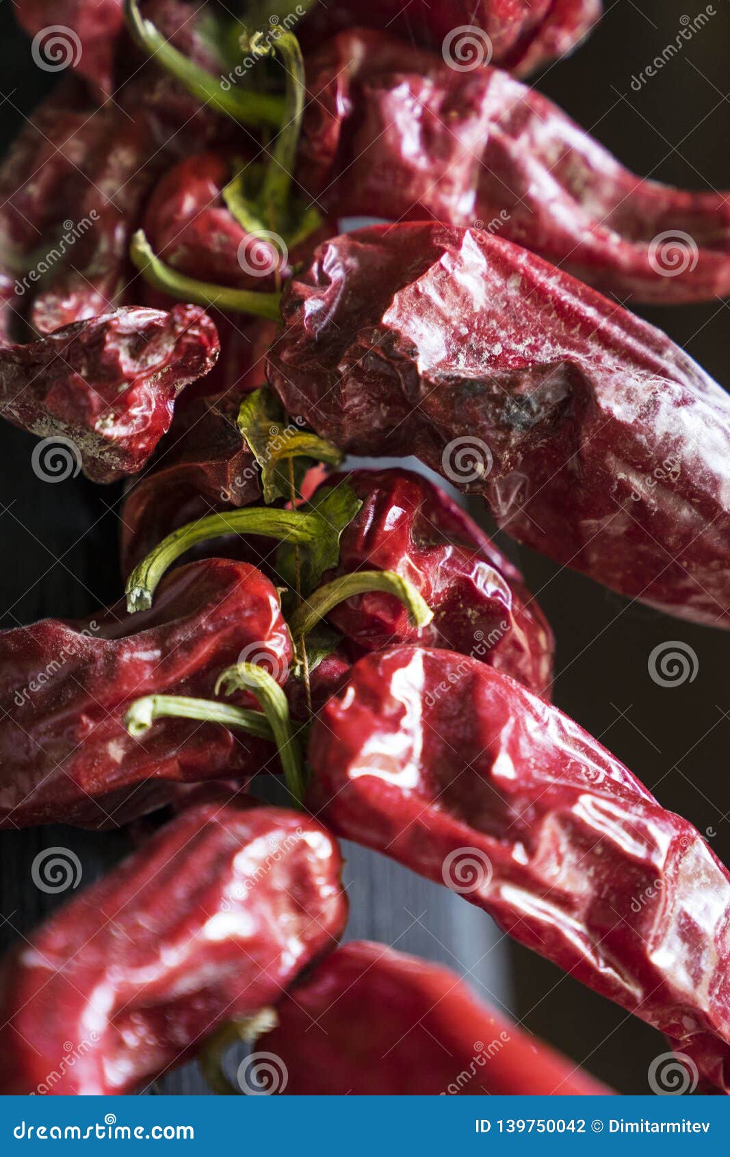 Dry Red Peppers on a String Stock Photo - Image of traditional, dried ...
