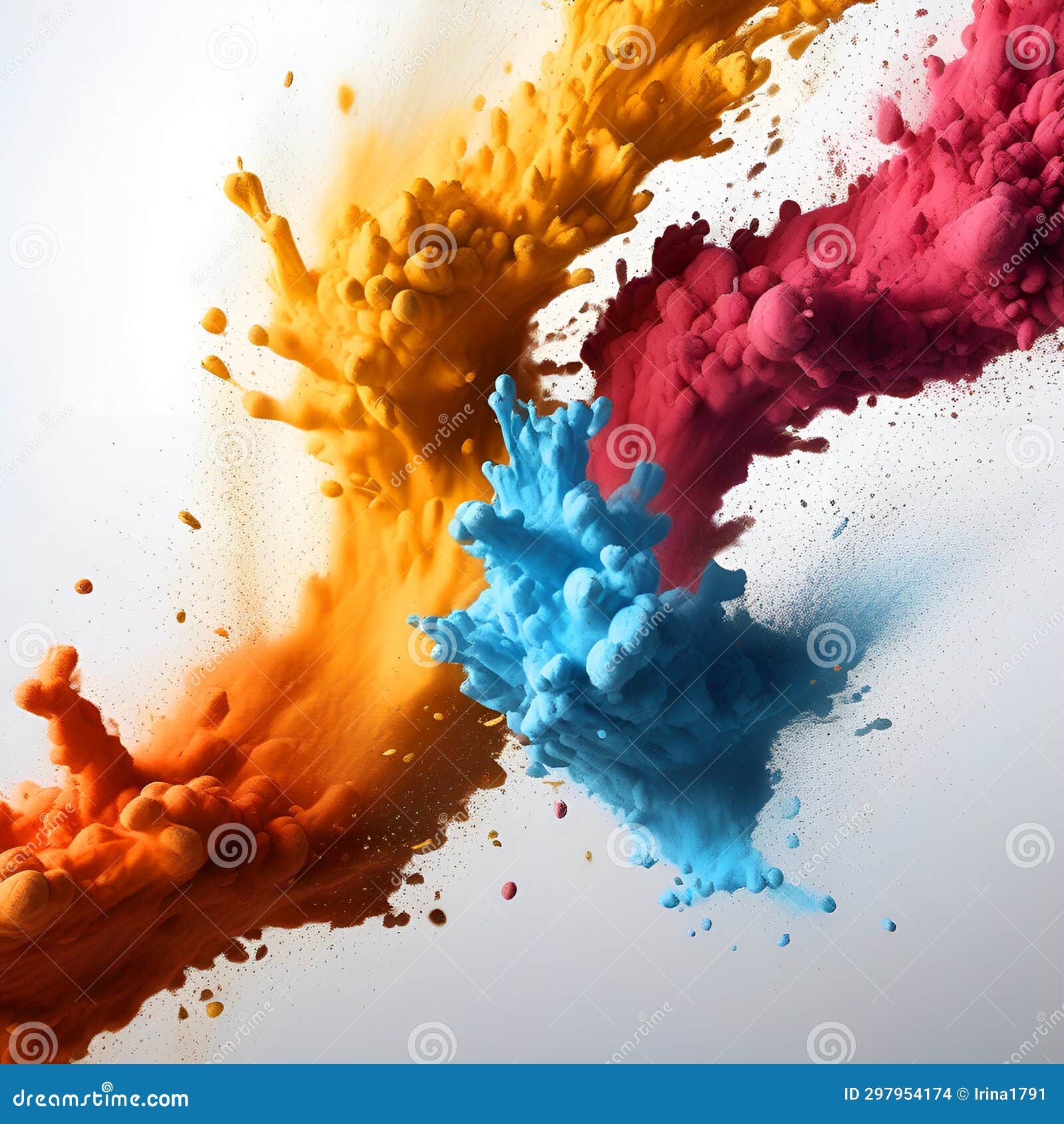 Dry Red, Yellow, White Paints in the Air. Splashes on a White ...