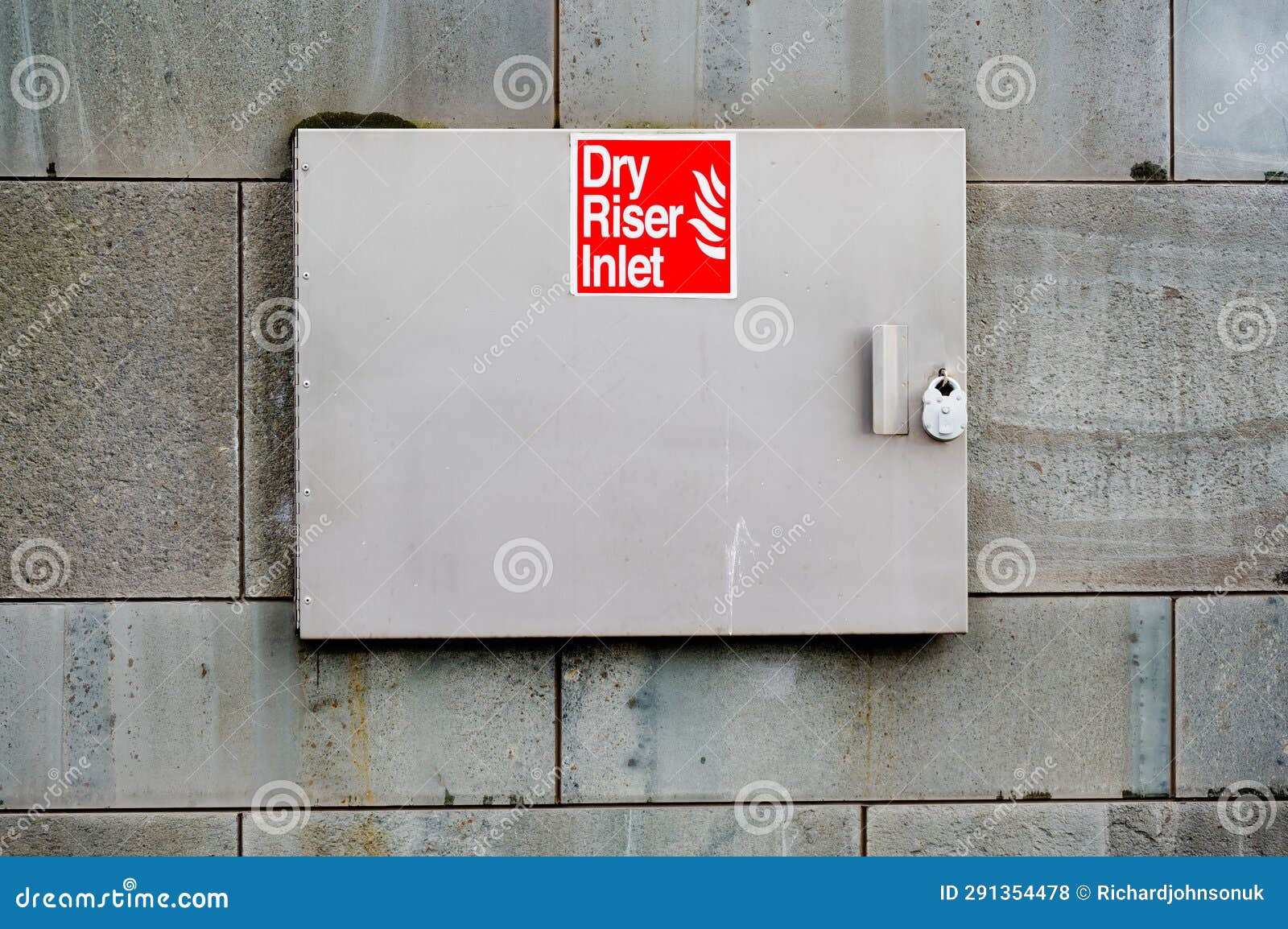Dry Riser Red Inlet Box and Sign at Wall Stock Photo - Image of ...