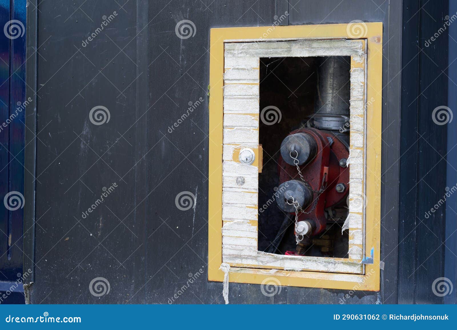 Dry Riser Red Inlet Box and Sign at Wall Stock Photo - Image of help ...