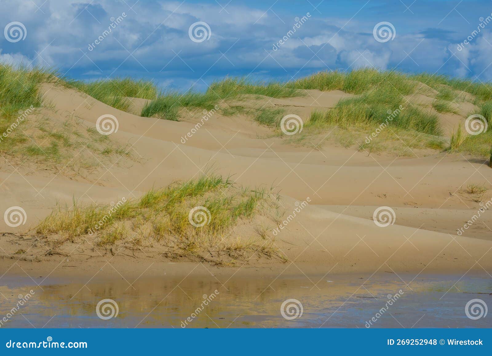 Dry River Bank with Sand Dunes and Grass Stock Photo - Image of outside ...