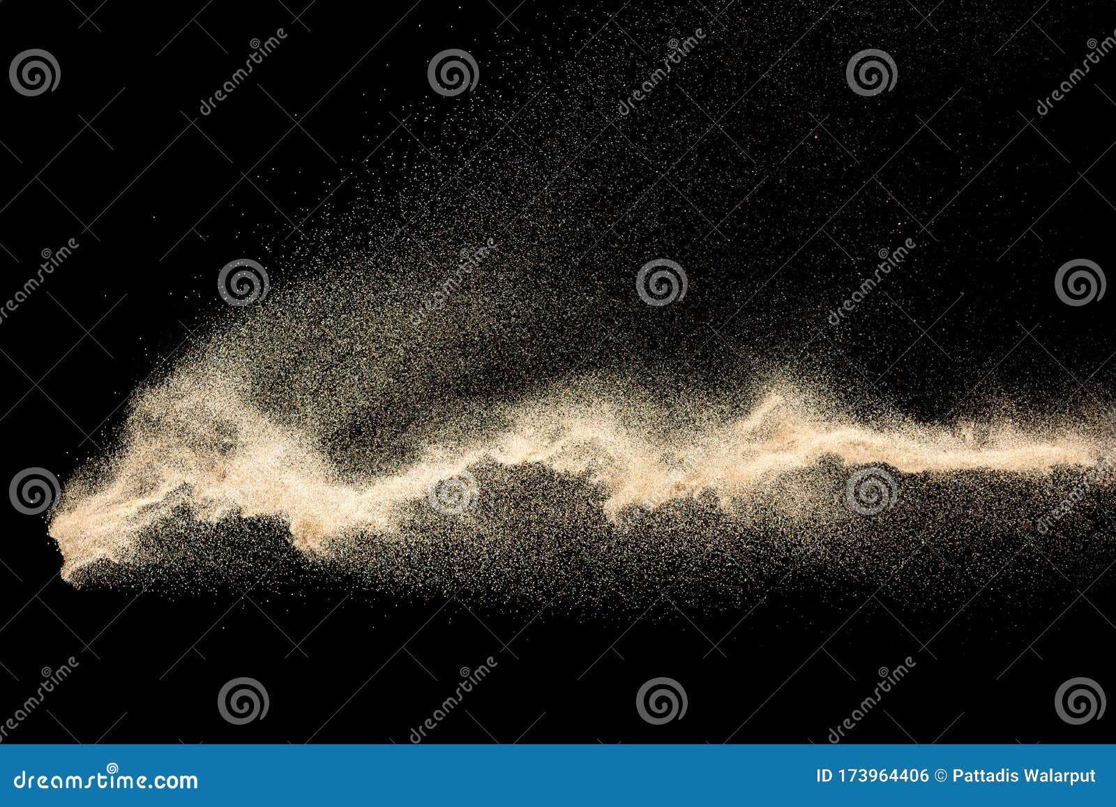 Dry River Sand Explosion.Brown Color Sand Splash Against Black ...