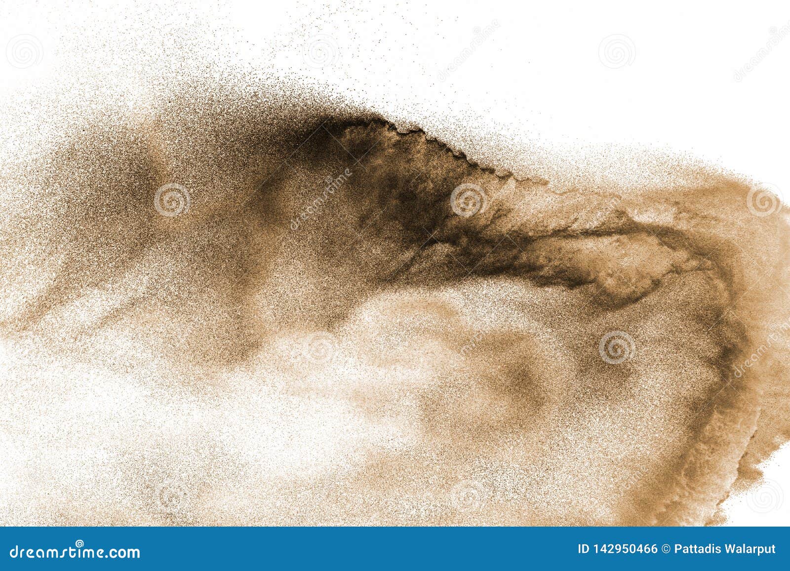 Dry River Sand Explosion. Brown Colored Sand Splash Against White ...
