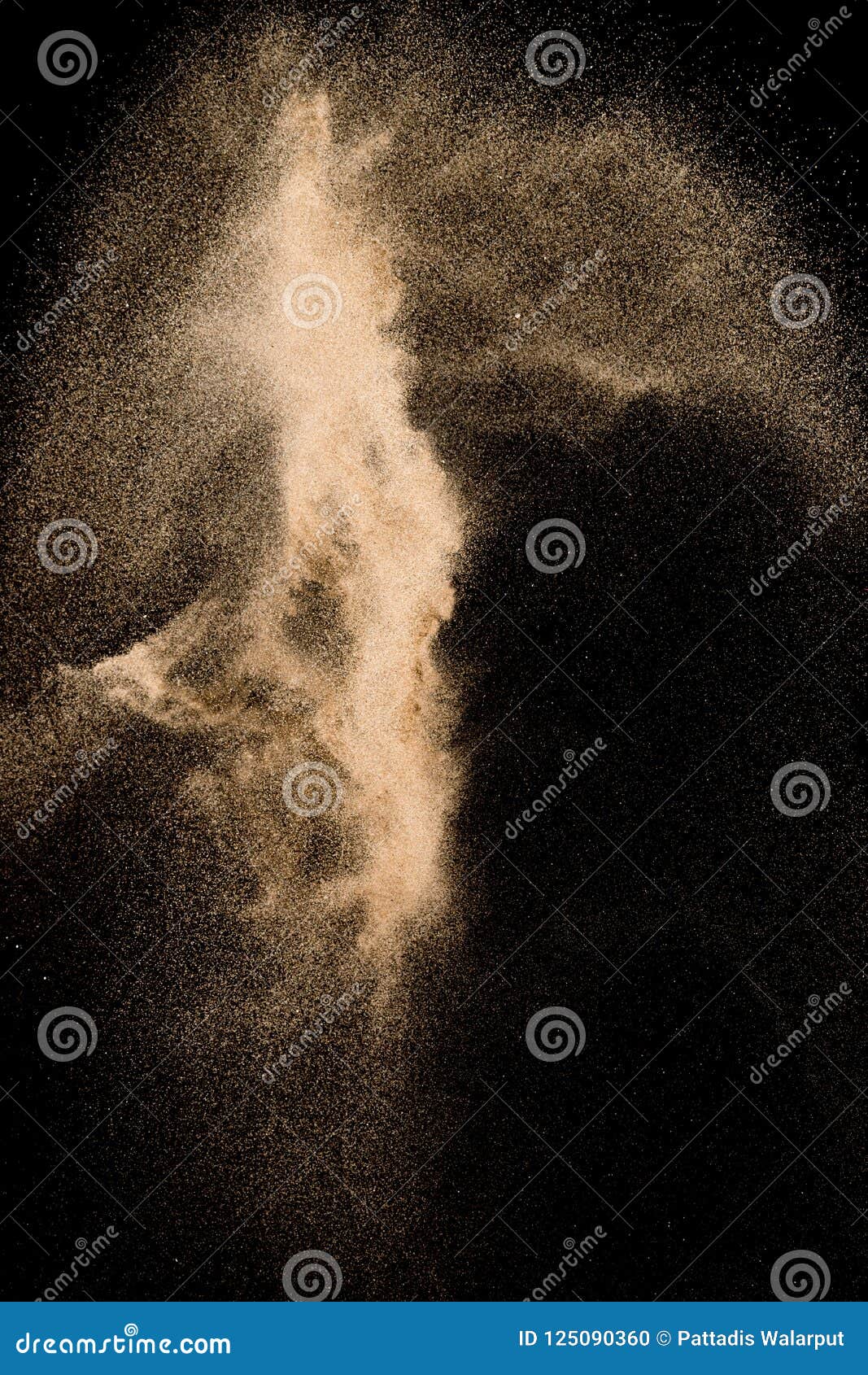 Golden Colored Sand Splash Against Black Background. Stock Photo ...