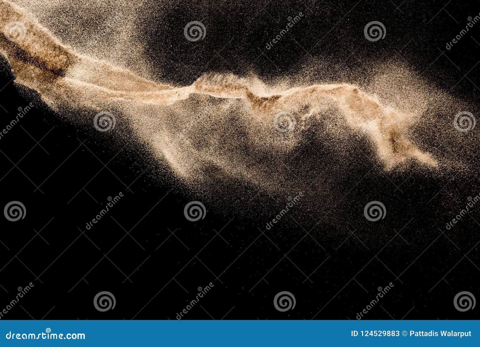 Golden Colored Sand Splash Against Dark Background. Stock Image - Image ...