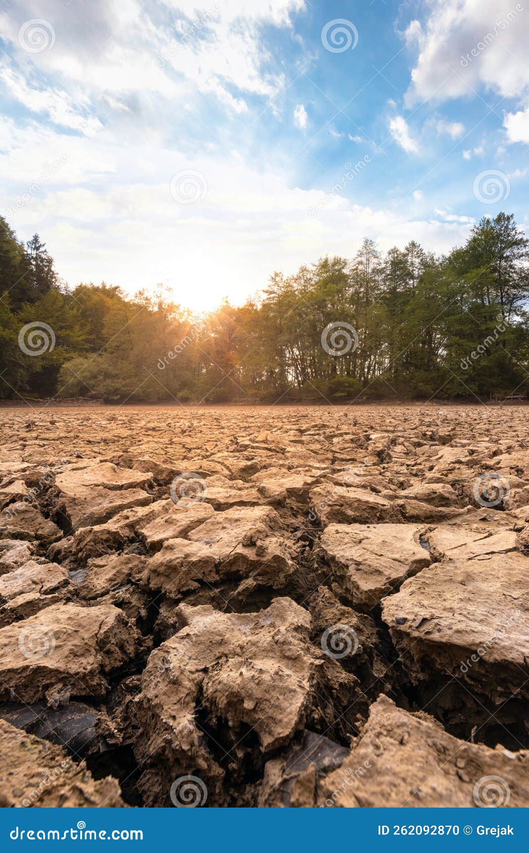 Dry Riverbed with Cracked Mud Stock Photo - Image of view, destroy ...