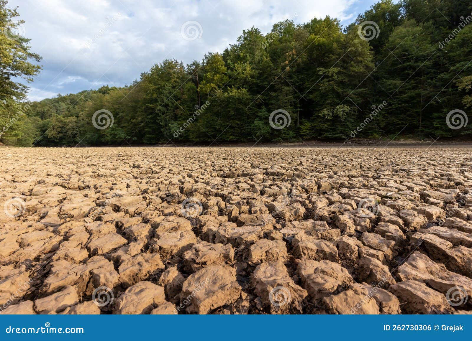 Dry Riverbed with Cracked Mud Stock Photo - Image of water, global ...