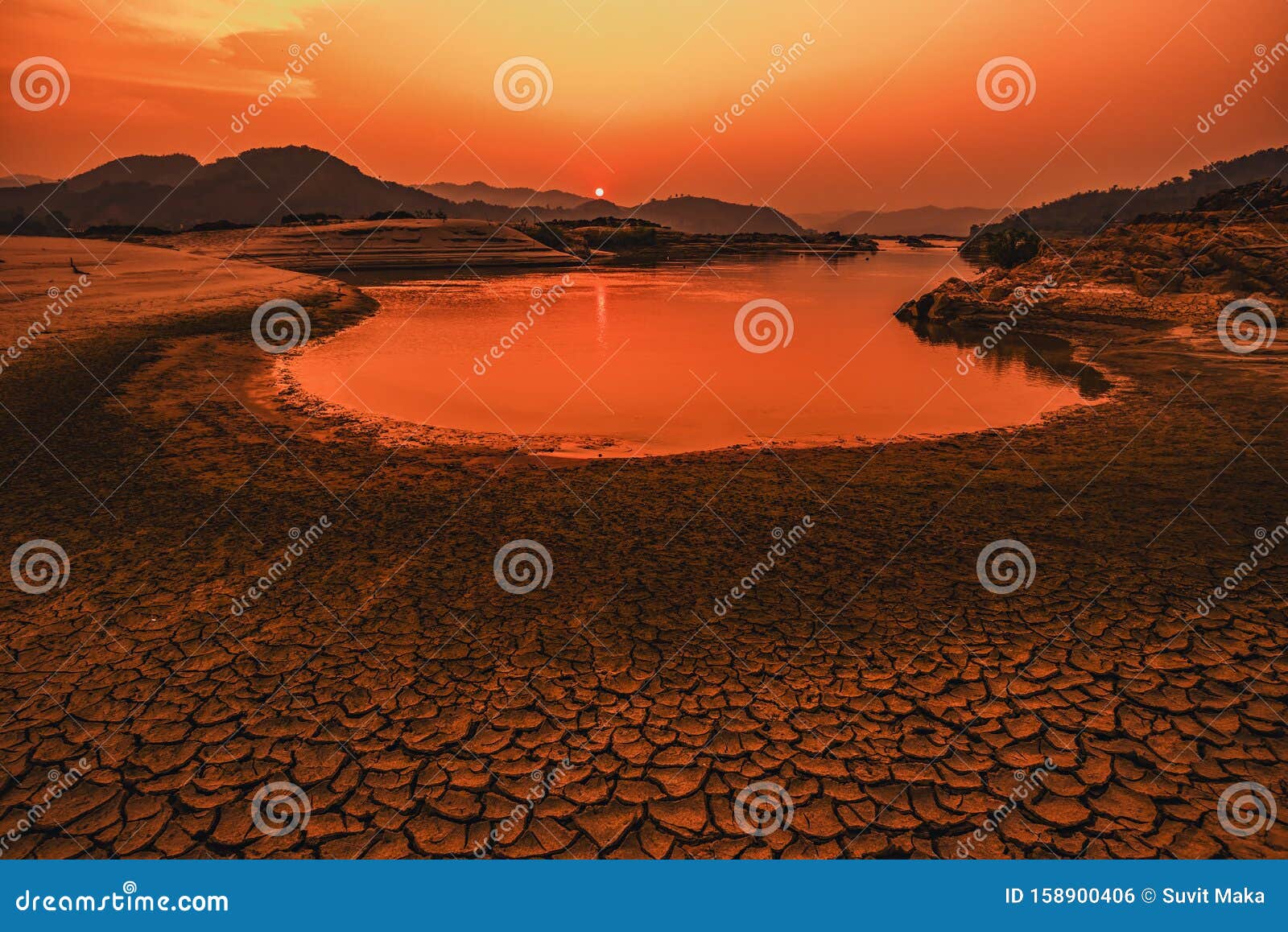 Dry Riverbed, Low Water Level in the Dried-out Riverbed of the River ...