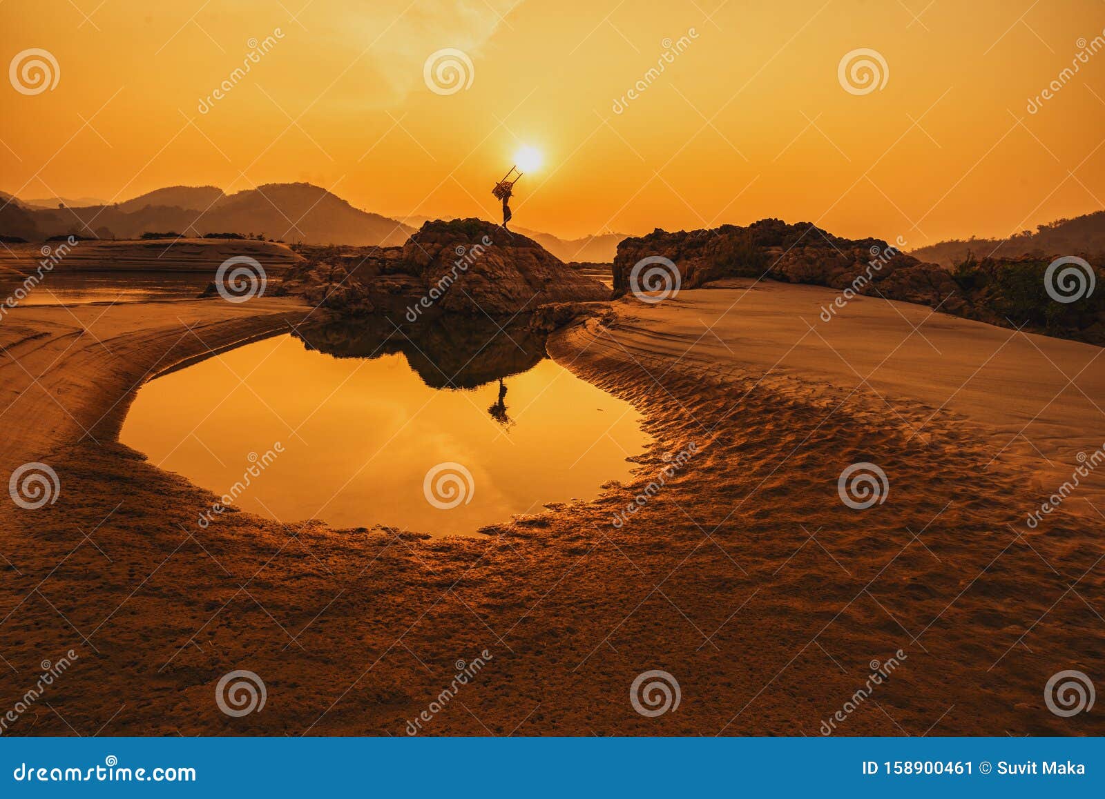 Dry Riverbed, Low Water Level in the Dried-out Riverbed of the River ...