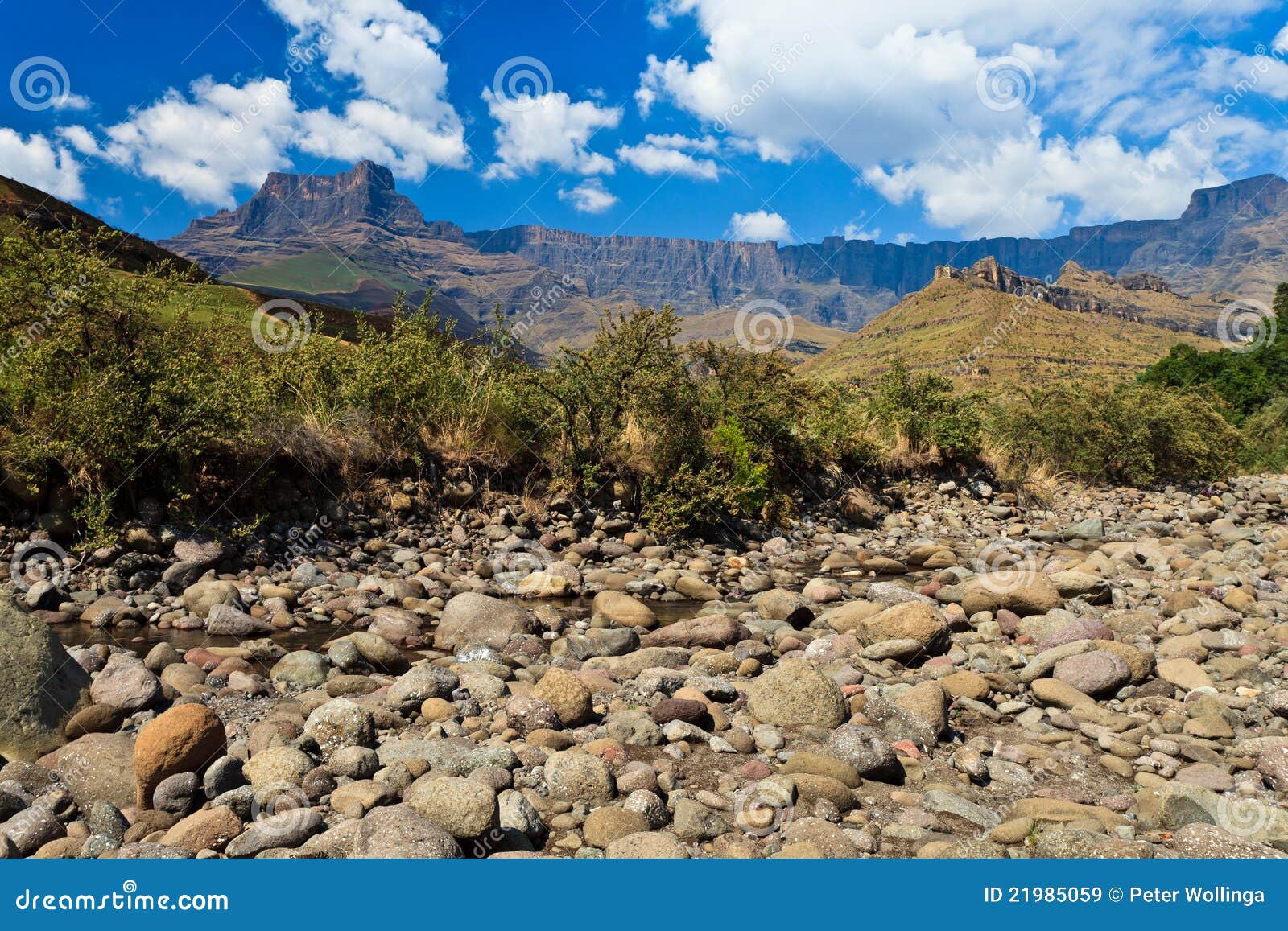 Dry Riverbed with Mountains in the Background Stock Image - Image of ...