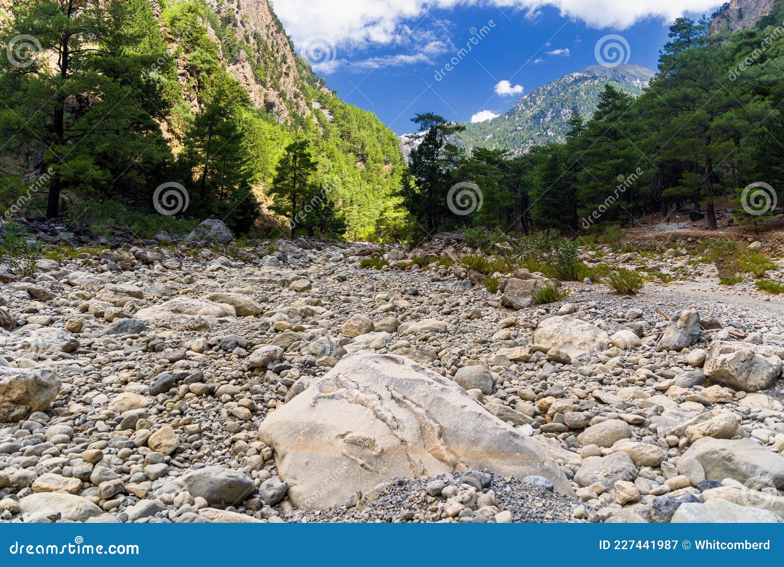 Dry Riverbed and Towering Cliffs in a Huge Natural Gorge Samaria Gorge ...