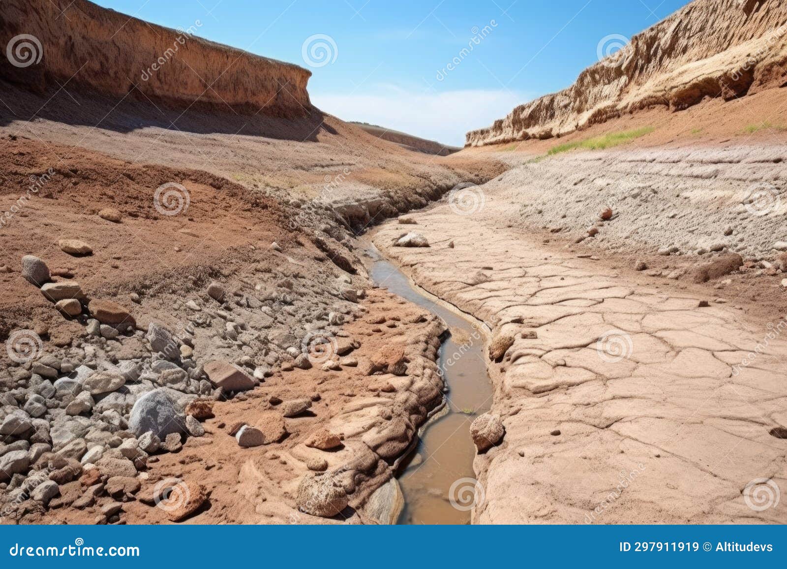Dry Riverbed Winding through a Deserted Dell Stock Image - Image of ...