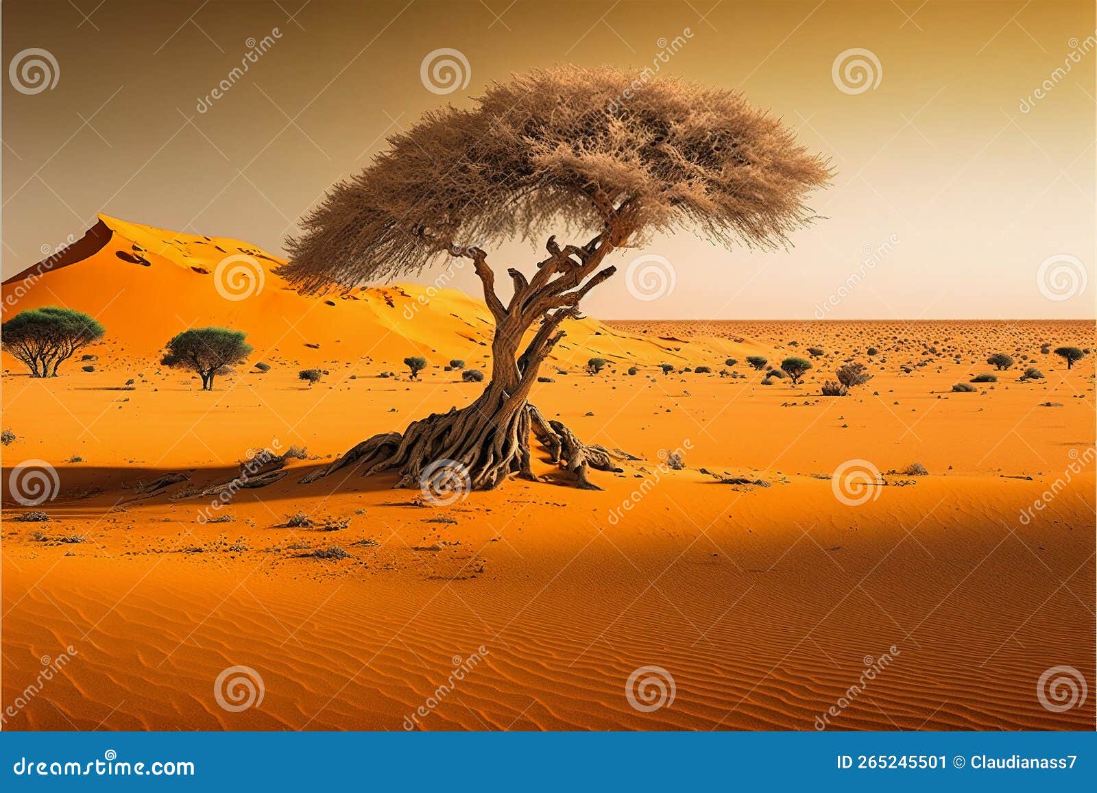 Dry Sahel Zone Desert Landscape, Ai Generated Illustration Stock ...