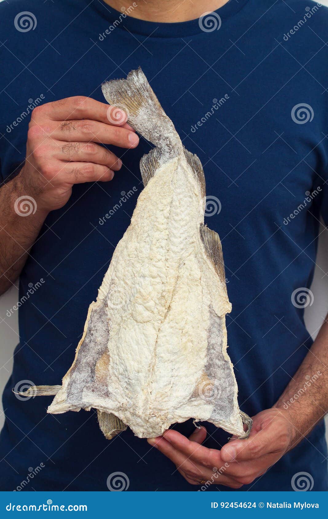Dry Salted Cod Fish in Hands Stock Photo - Image of traditional, lunch ...