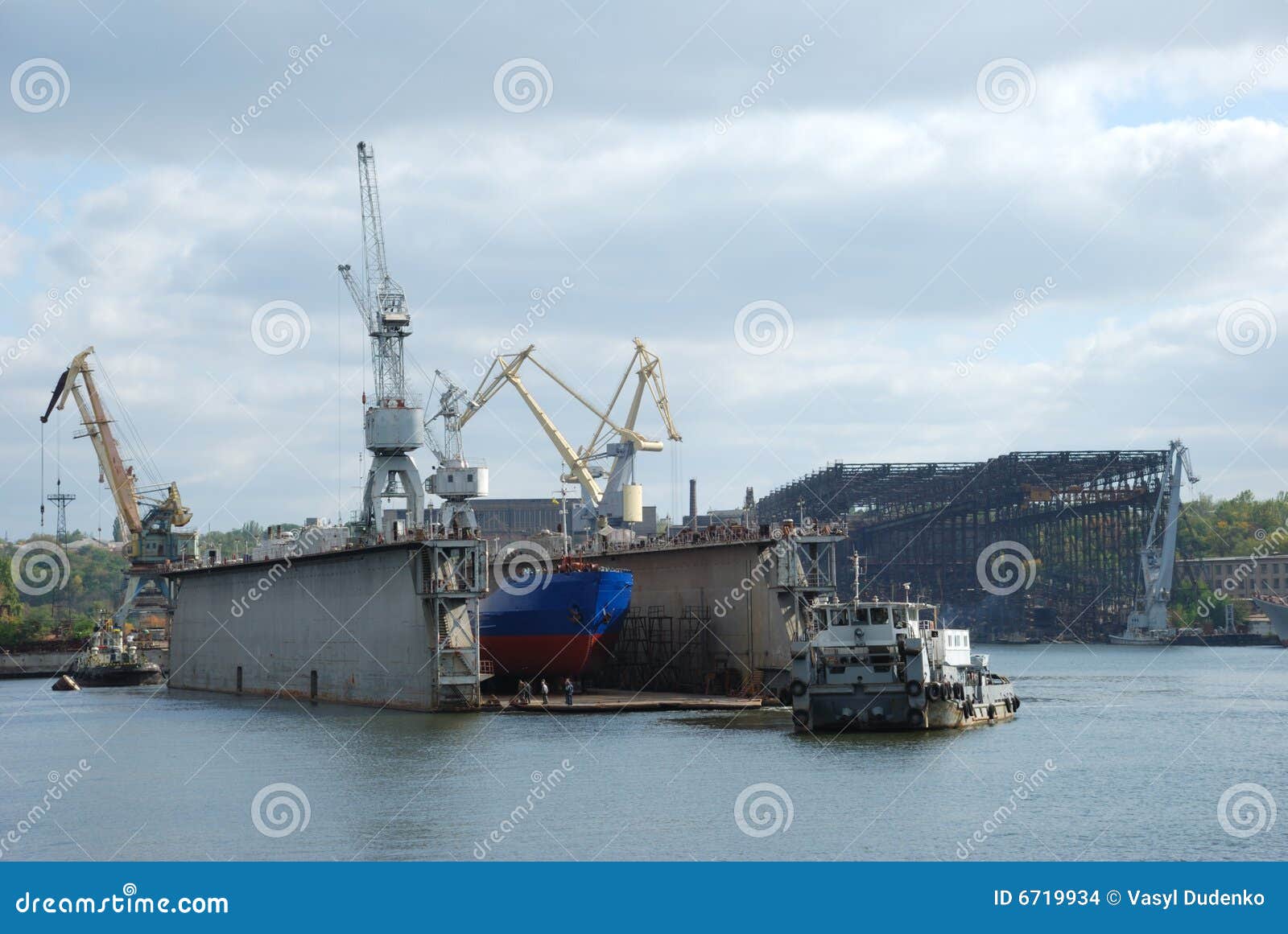 Dry ship dock stock photo. Image of ship, cargo, crane - 6719934