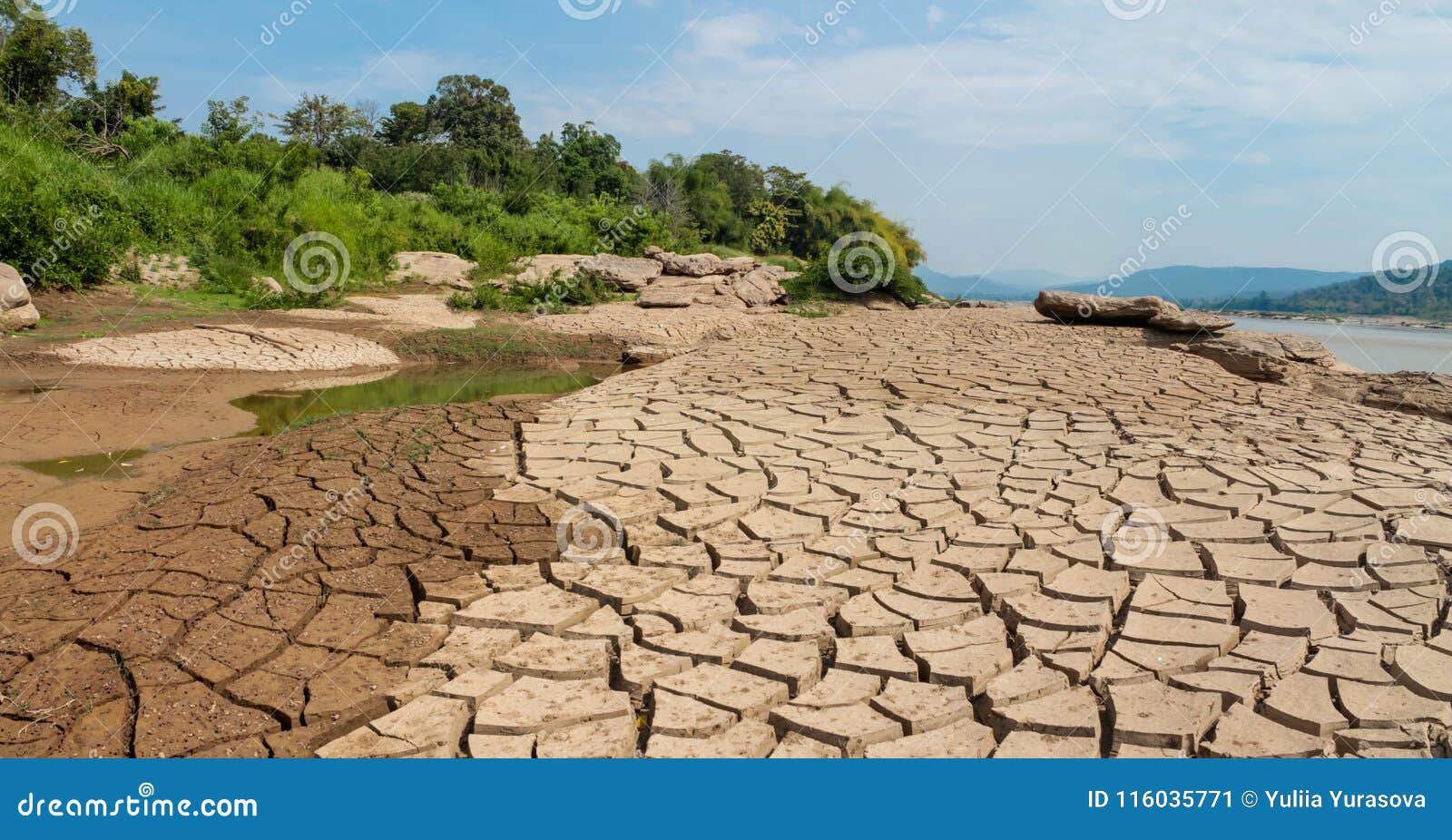 Dry Soil Cracks Texture Pattern at River Bank Stock Image - Image of ...