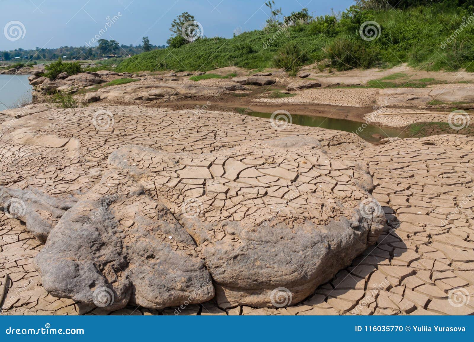 Dry Soil Cracks Texture Pattern at River Bank Stock Photo - Image of ...