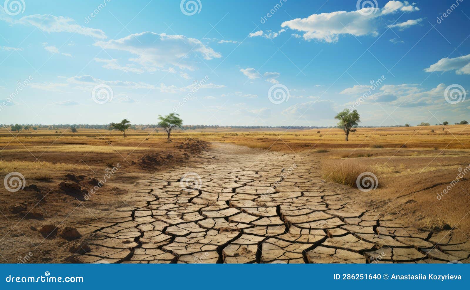 Dry Soil in the Savannah, Africa, Kenya, Africa Stock Illustration ...