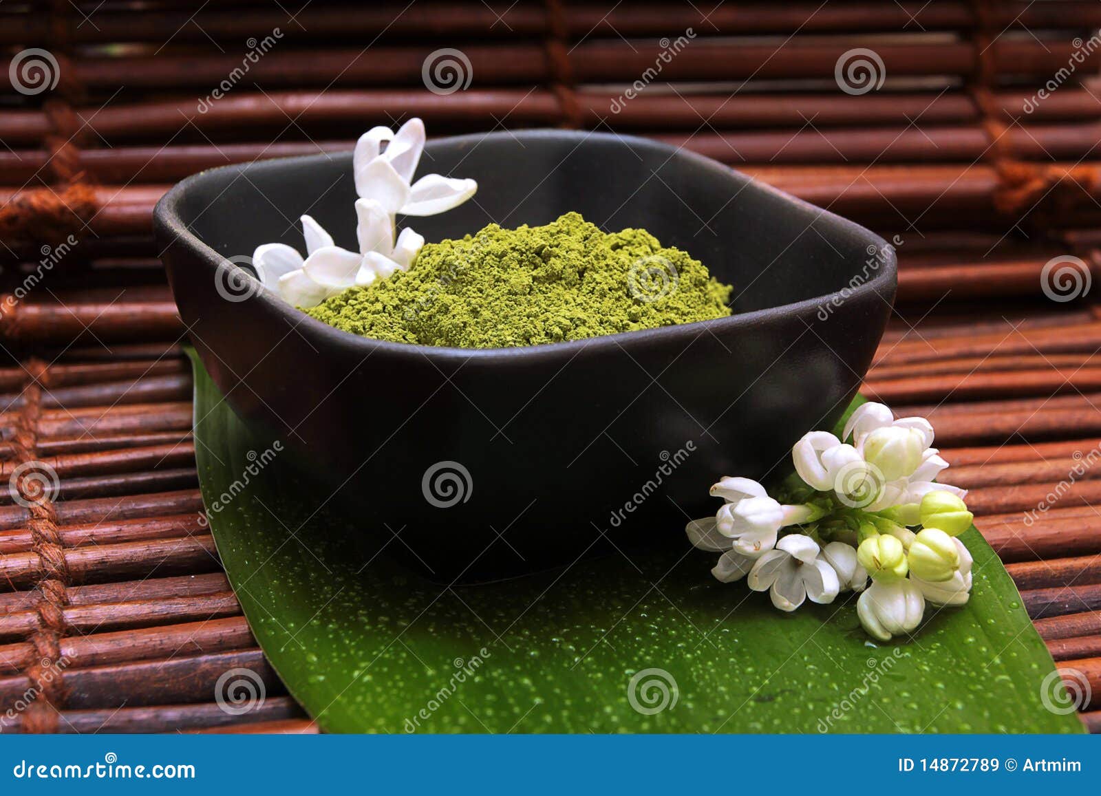 Dry spa mud and green leaf stock image. Image of therapy - 14872789